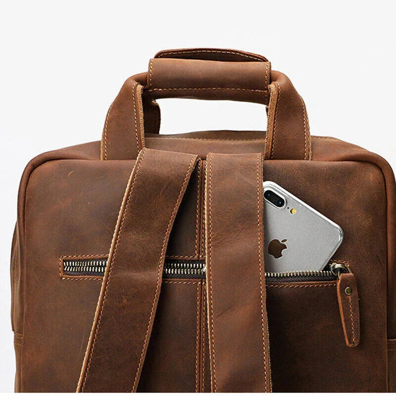 Genuine Leather Travel Office Laptop Backpack – Boho Living Room