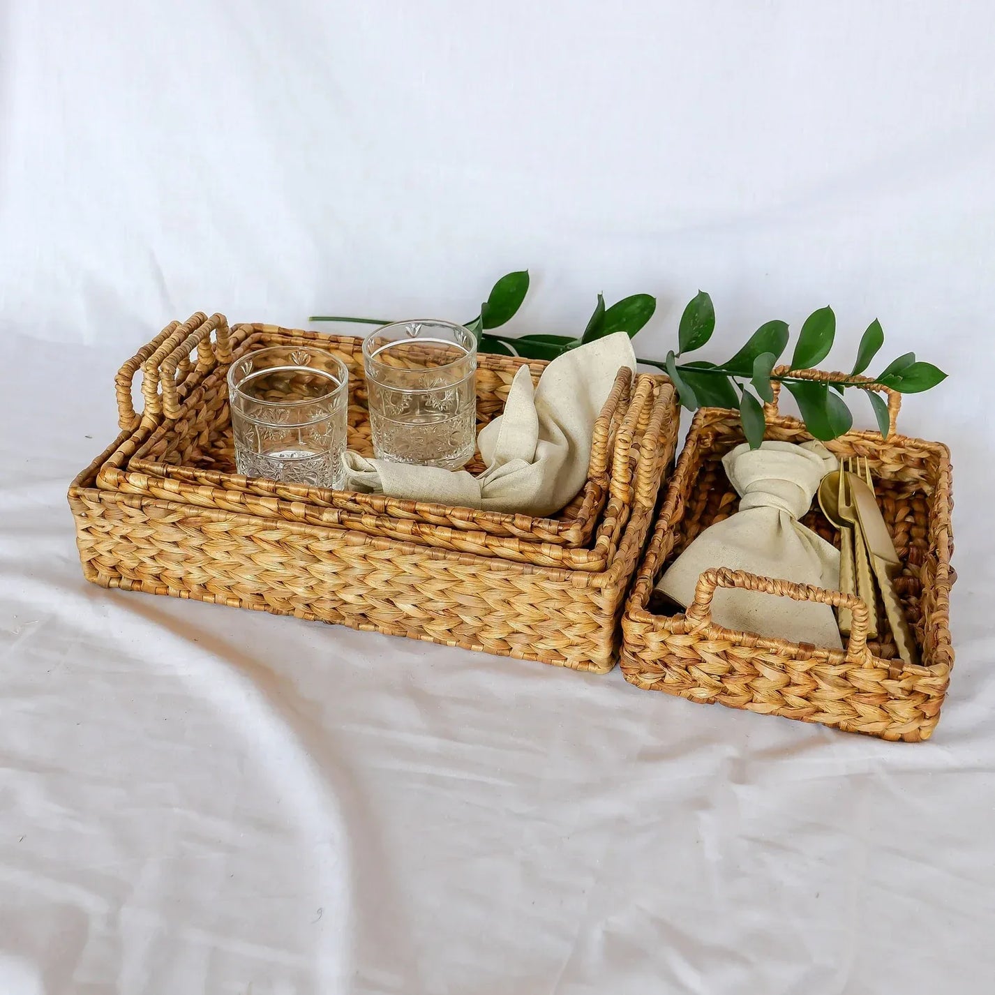 Banana Fiber Serving Tray With Handle – Boho Living Room