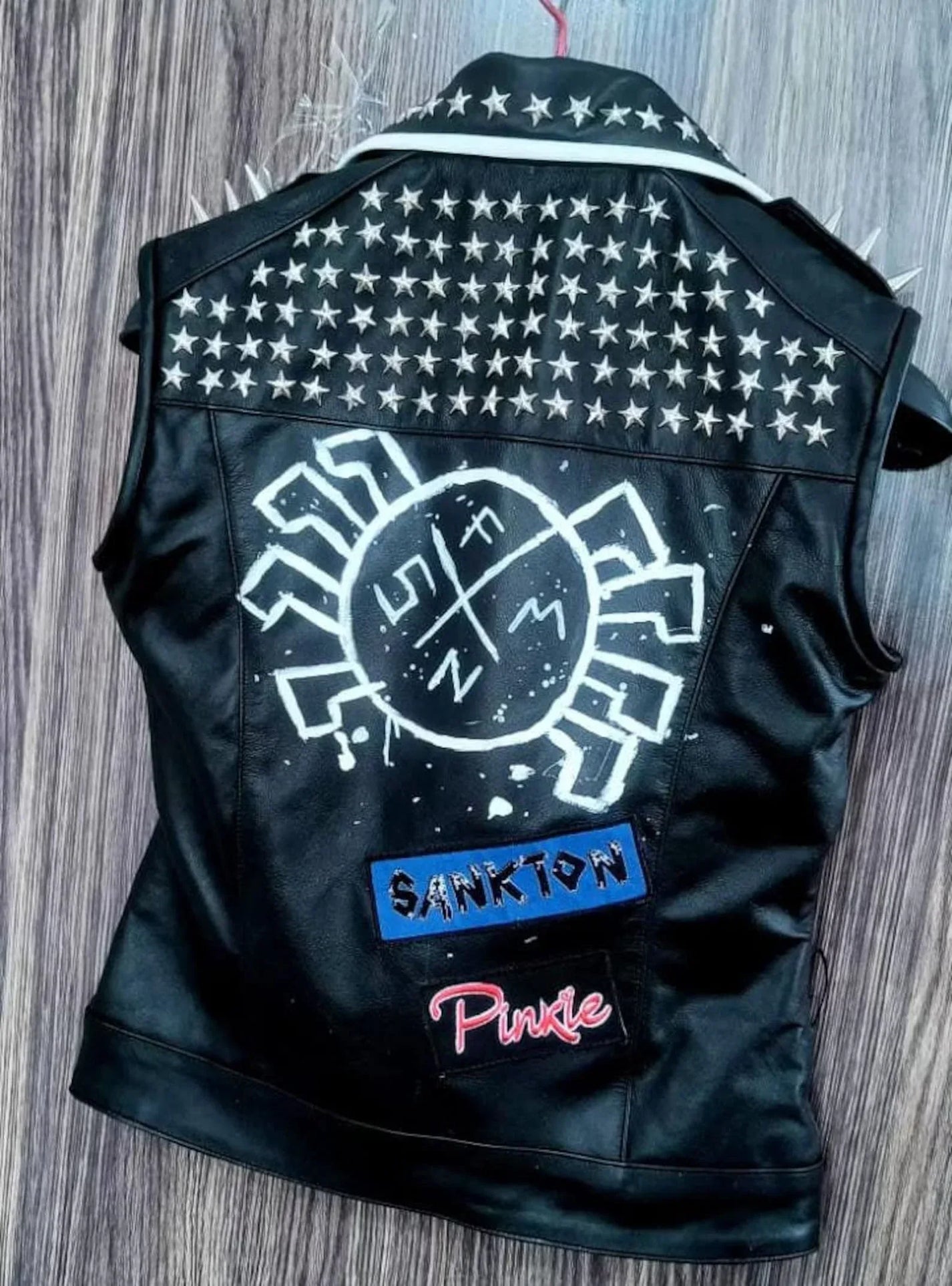 Punk Women's Leather Vest Star Studded Spiked – Boho Living Room