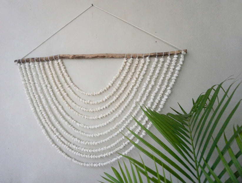 Large White shell boho hanging decor – Boho Living Room