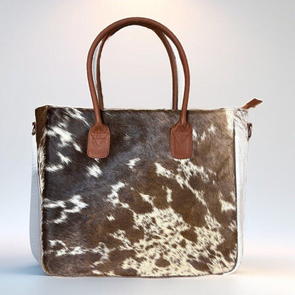 Cowhide Tote Bag Natural Real – Boho Living Room