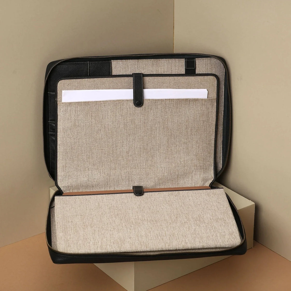 Real Genuine Zippered Leather Portfolio Case For Laptop – Boho Living Room