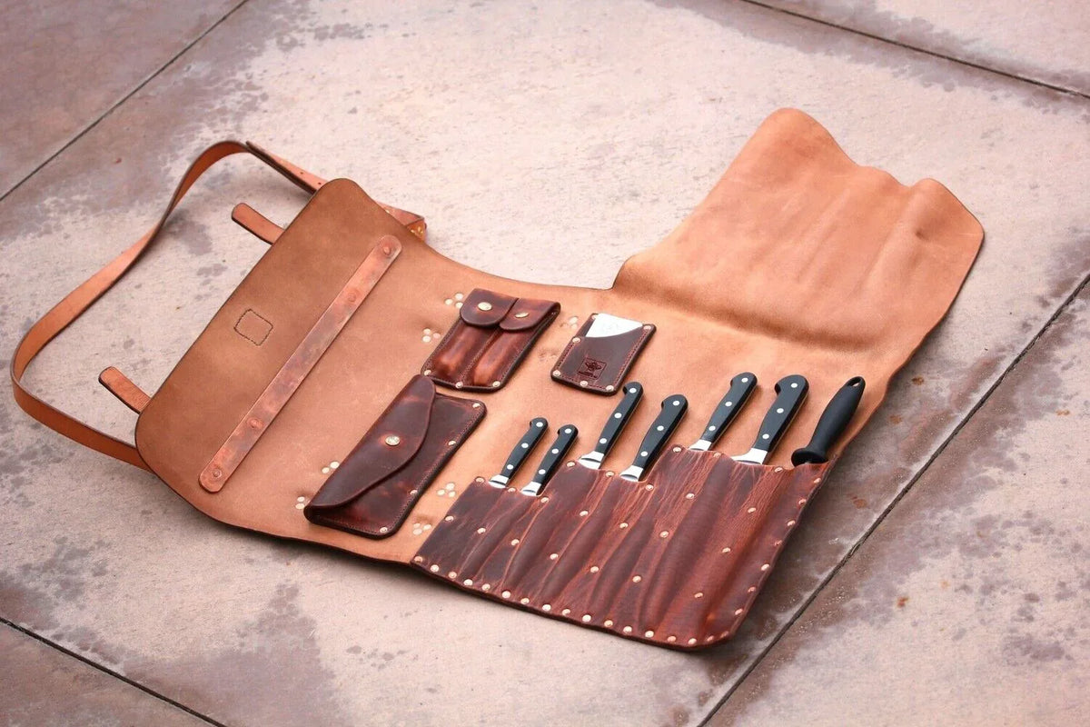 Real Leather Chef Knife Tools Holder – Boho Living Room