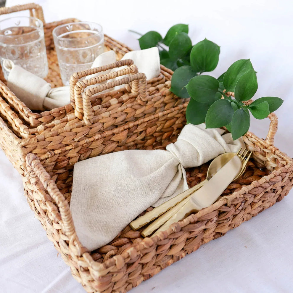 Banana Fiber Serving Tray With Handle – Boho Living Room