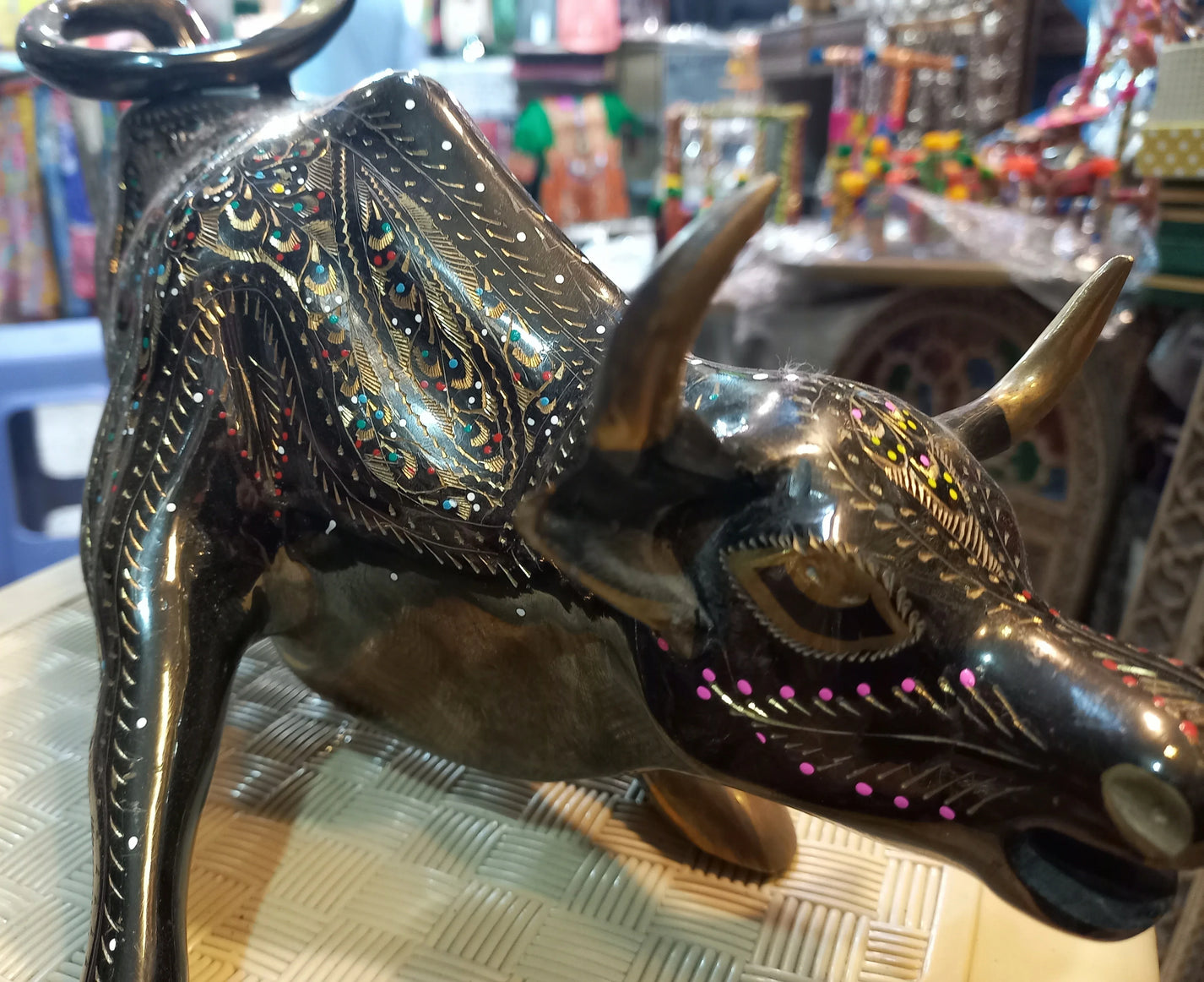 Brass Handmade Bull Statue Sculpture Decor – Boho Living Room