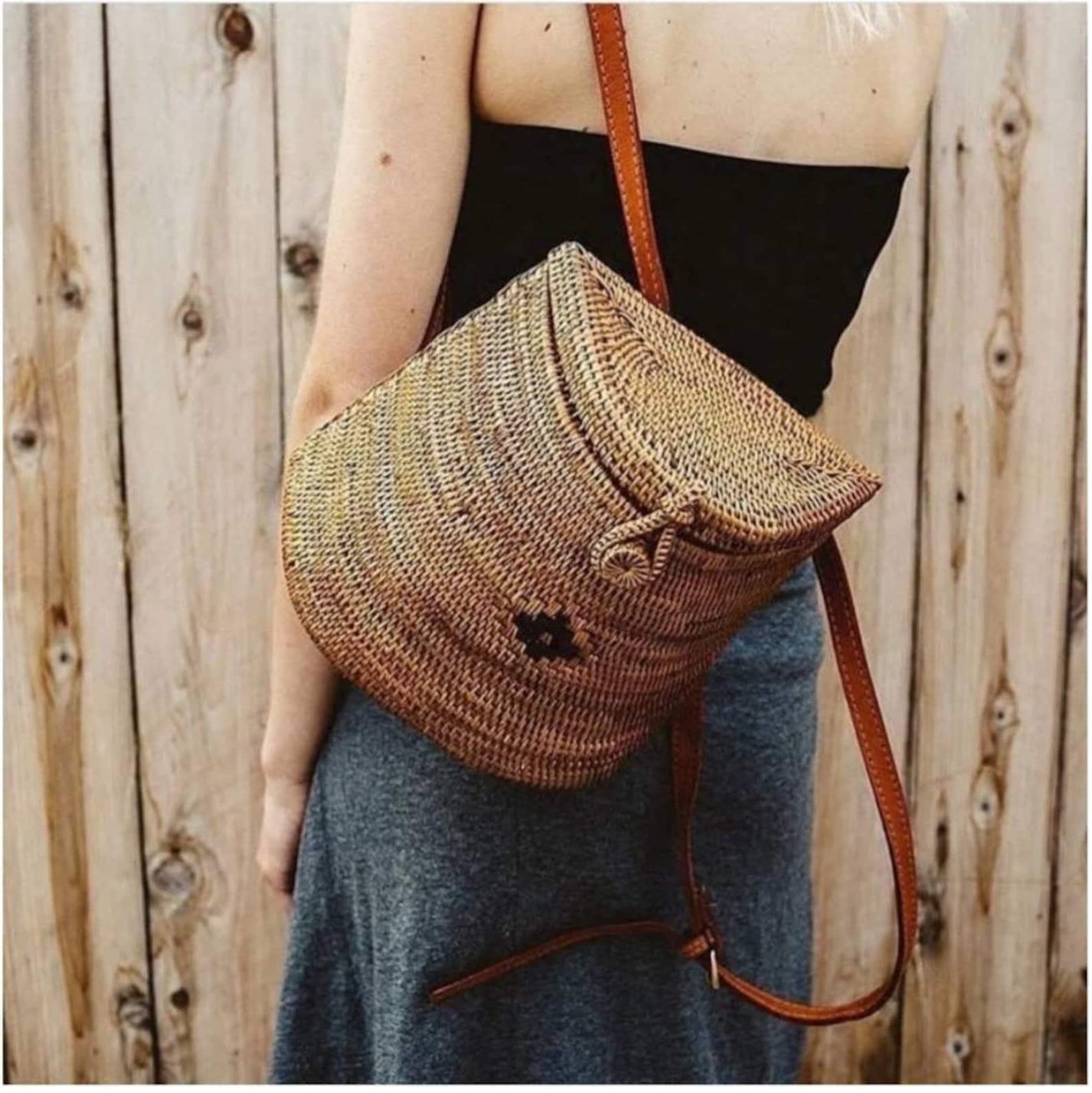 Rattan Backpack Handmade – Boho Living Room