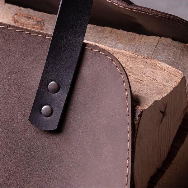 Genuine Leather Bag Firewood Carrier Log Holder – Boho Living Room
