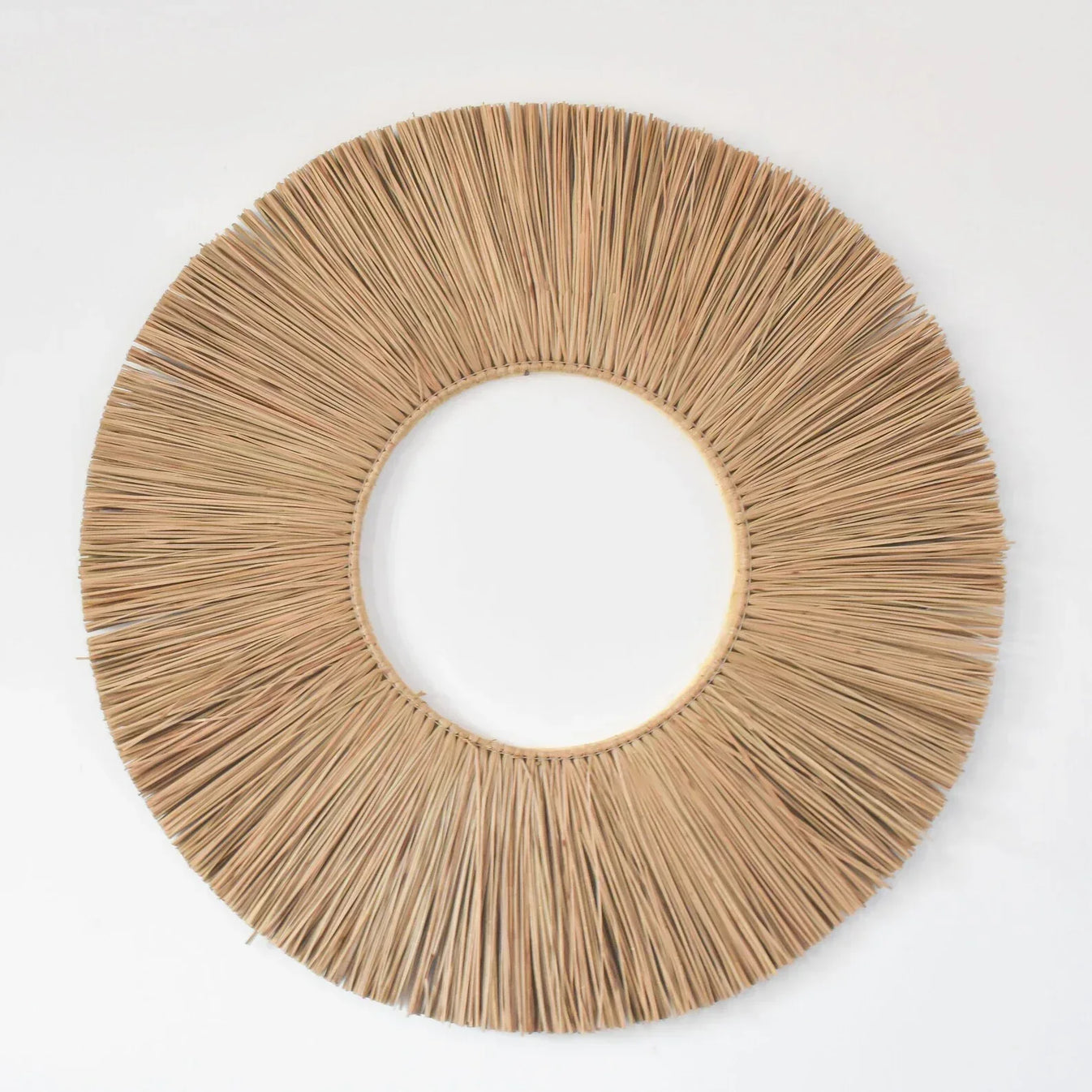 Accent Raffia Seagrass Round Mirror Frame – Boho Living Room
