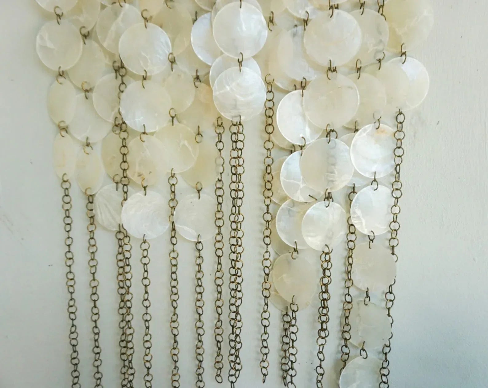 Bronze Chain And Capiz Shell Wall Decor – Boho Living Room