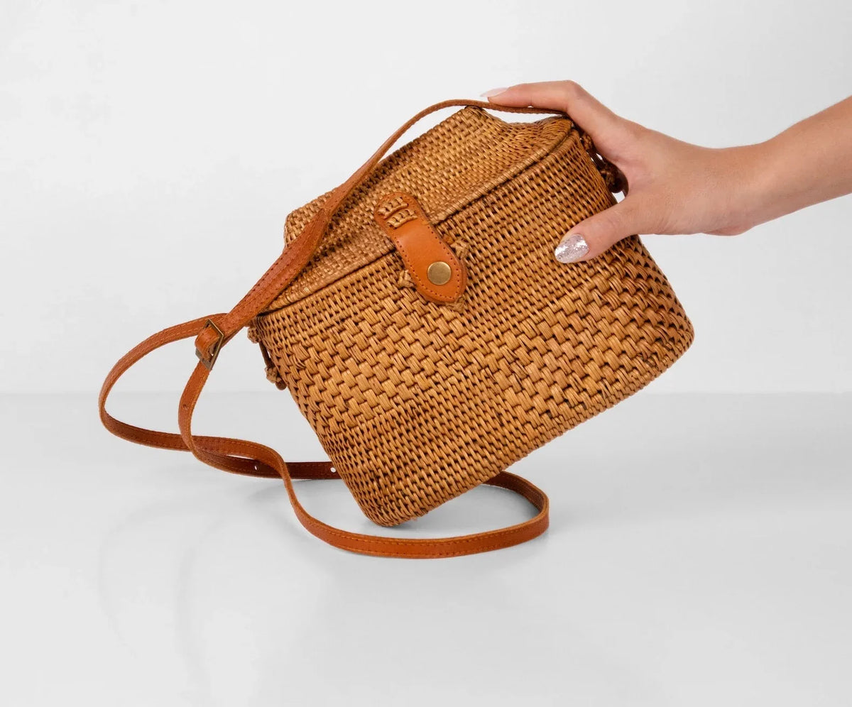 Real Rattan Crossbody handbags – Boho Living Room