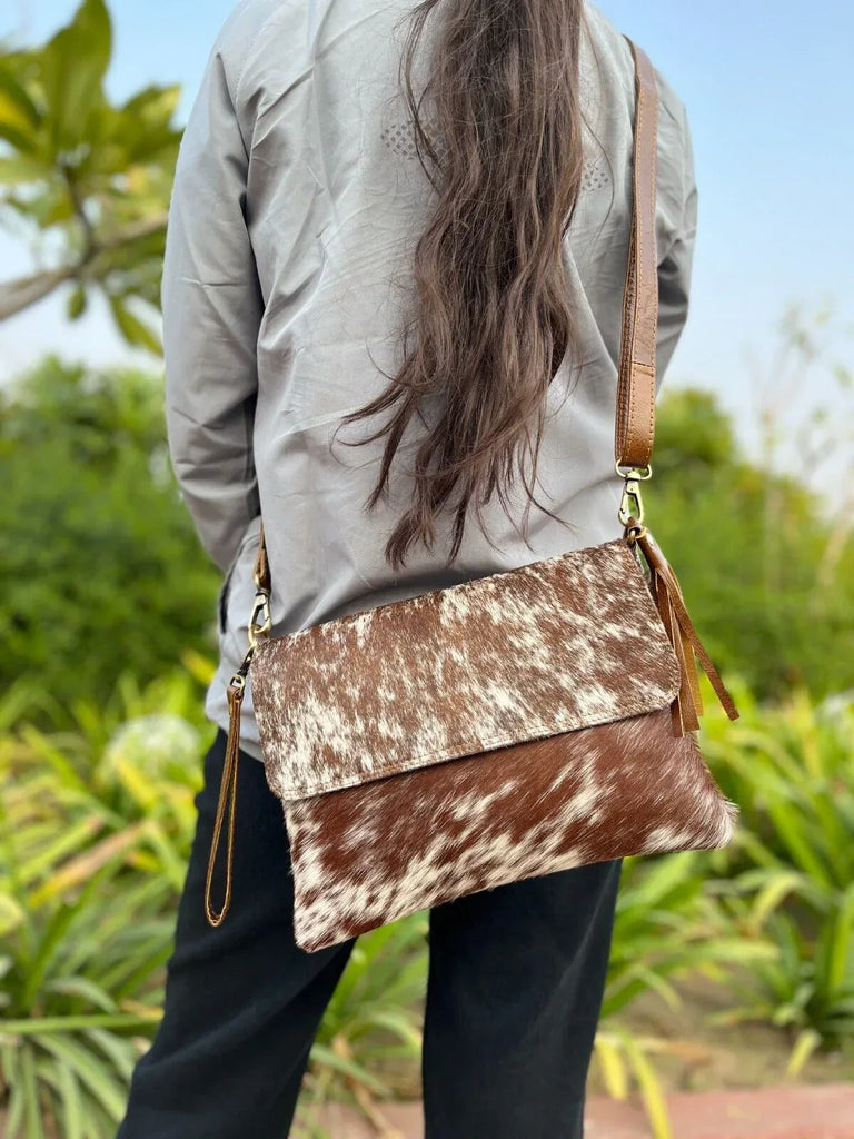 Exotic Cowhide Sling Bag – Boho Living Room