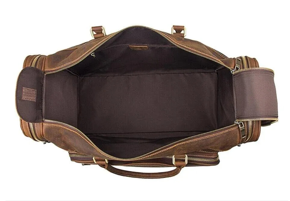 Extra Large Genuine Leather Travel Bag Weekender – Boho Living Room