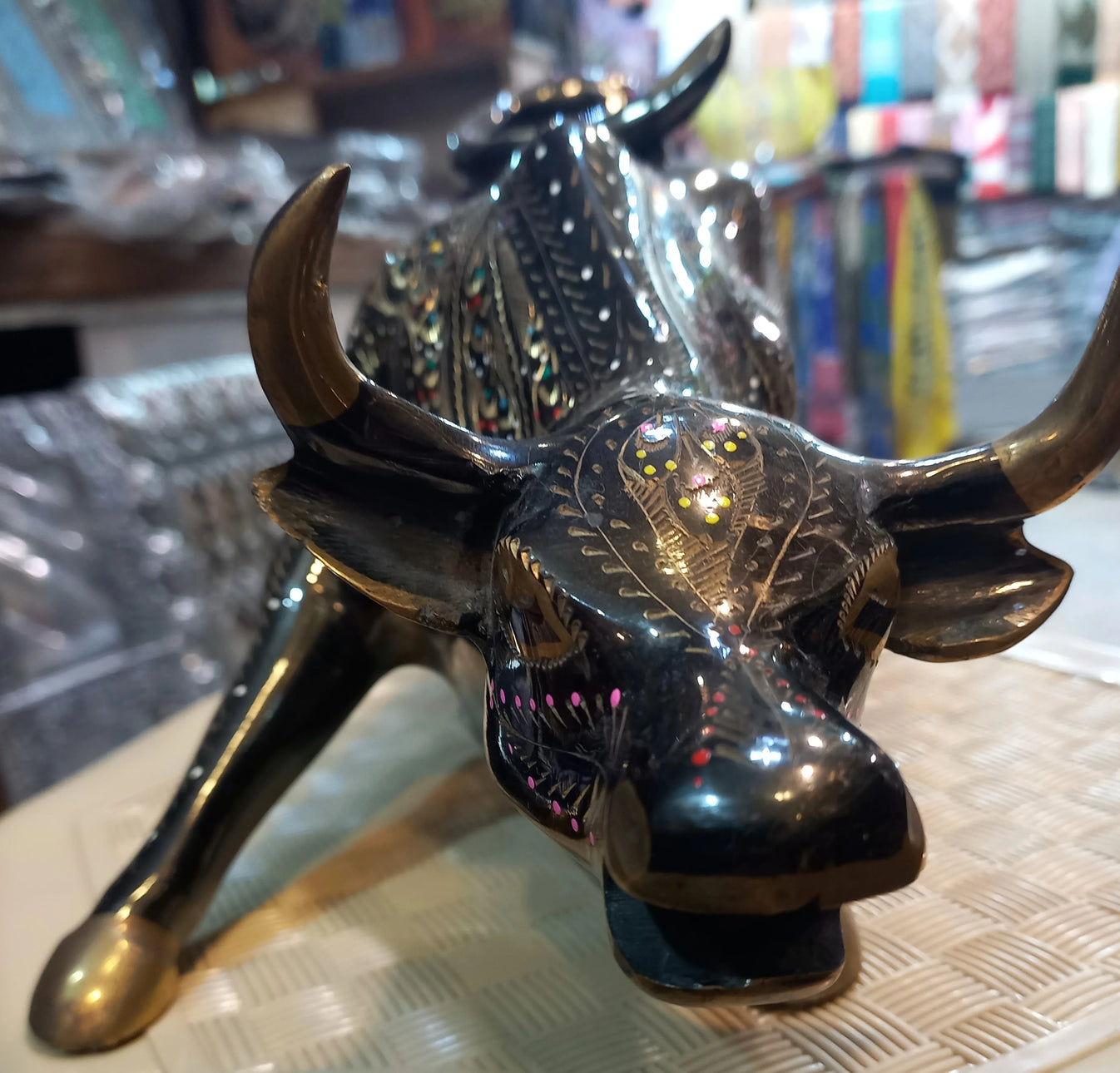Brass Handmade Bull Statue Sculpture Decor – Boho Living Room