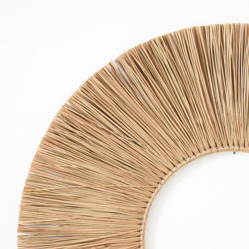 Accent Raffia Seagrass Round Mirror Frame – Boho Living Room