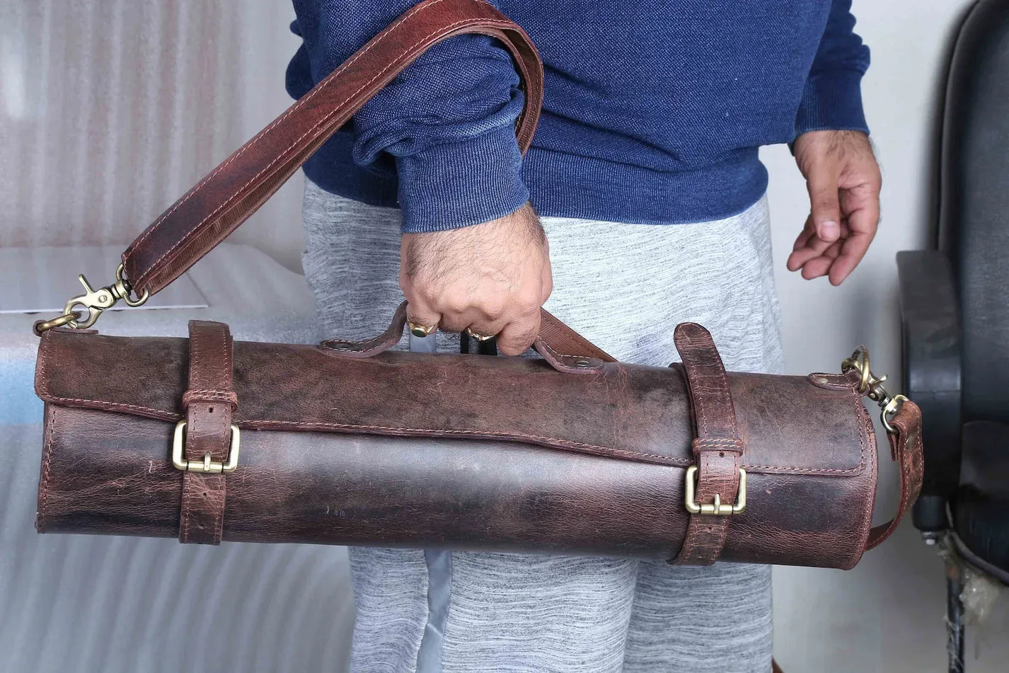 knife roll genuine leather – Boho Living Room