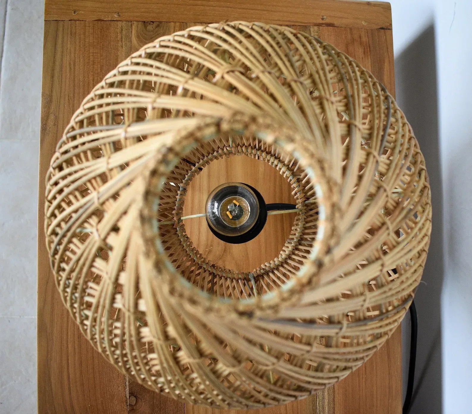 Handmade Rattan Table Lamp Shade – Boho Living Room