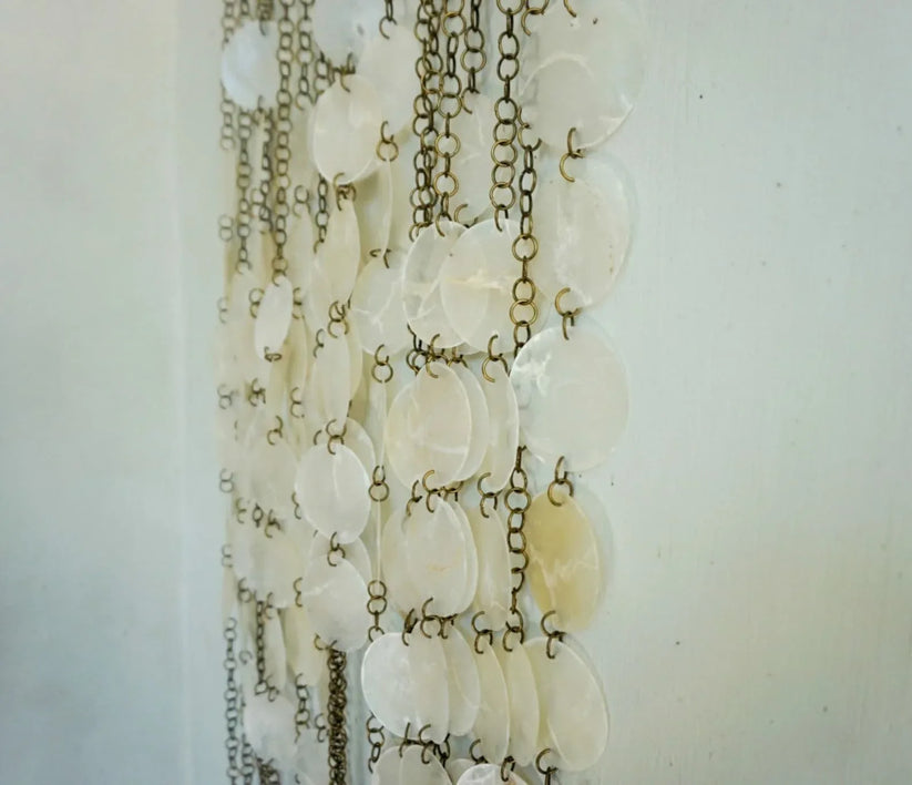 Bronze Chain And Capiz Shell Wall Decor – Boho Living Room