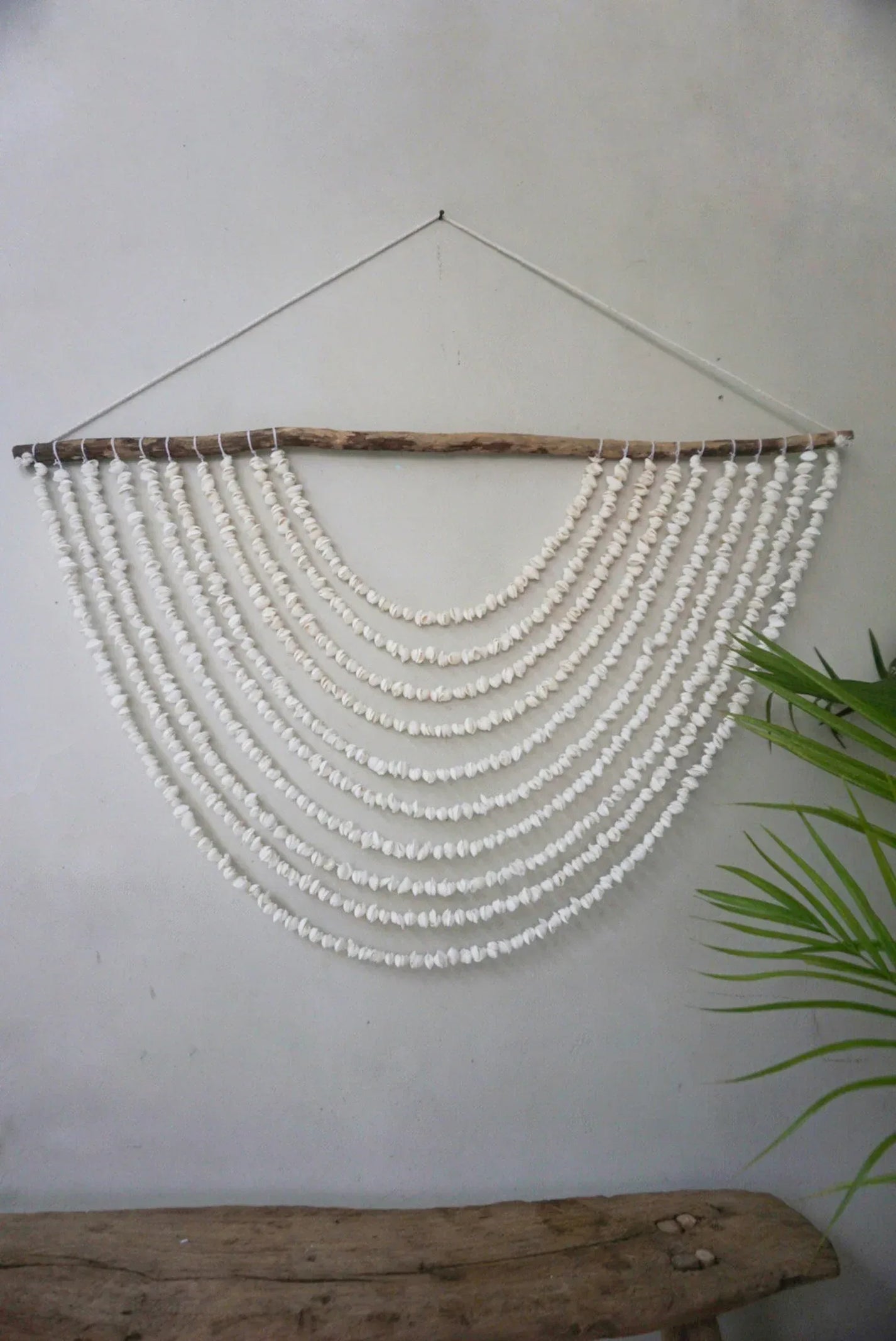 Large White shell boho hanging decor – Boho Living Room