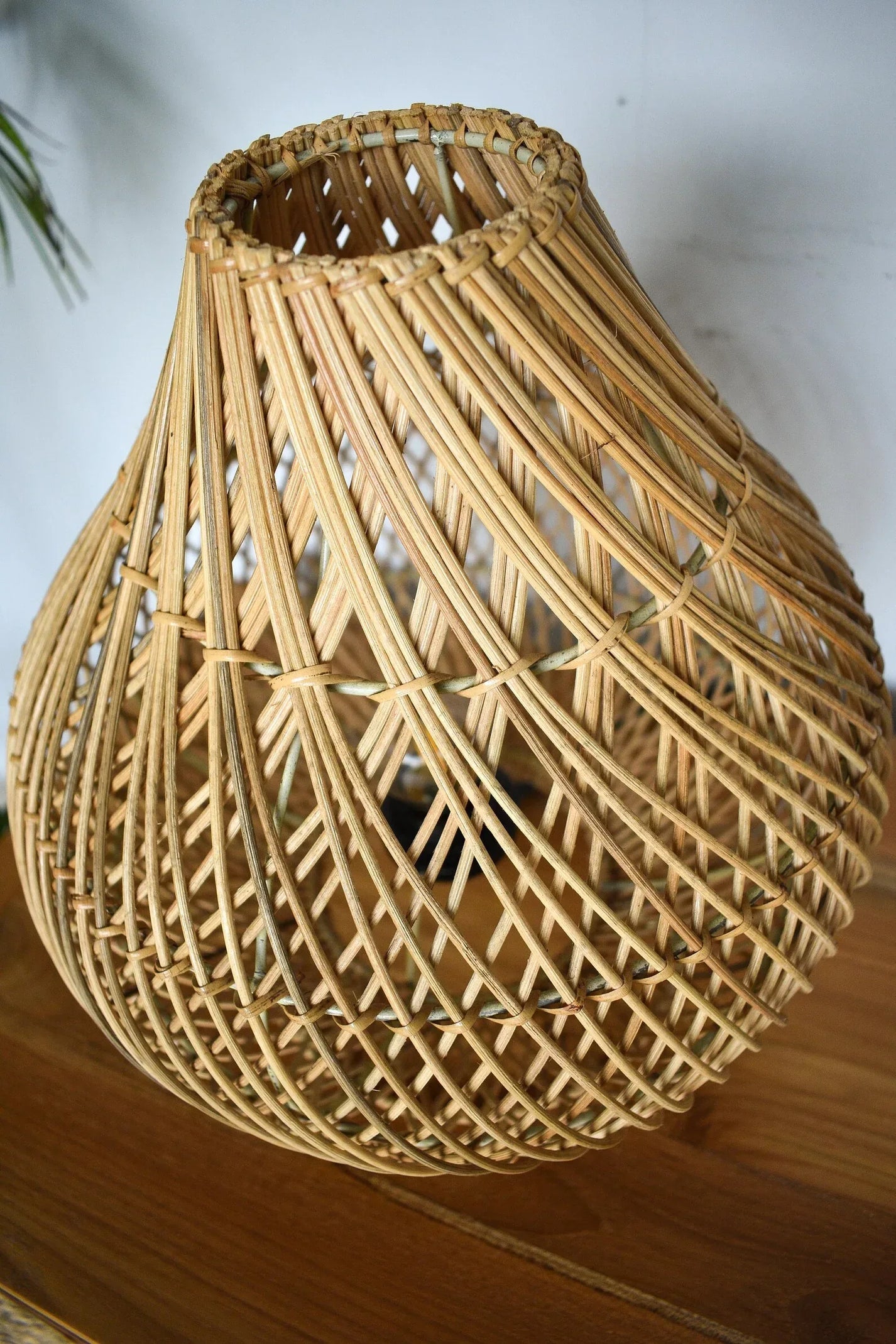 Handmade Rattan Table Lamp Shade – Boho Living Room