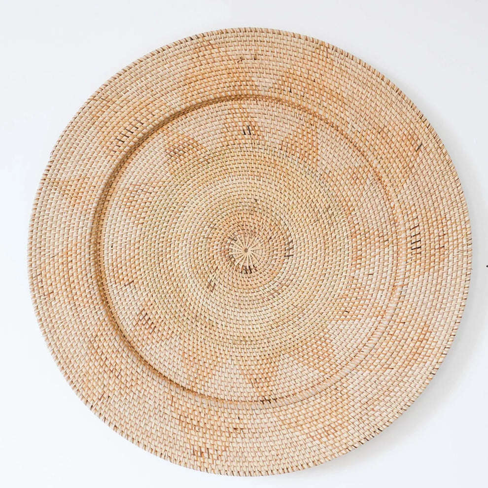 Decorative handwoven seagrass plate. – Boho Living Room