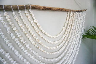 Large White shell boho hanging decor – Boho Living Room