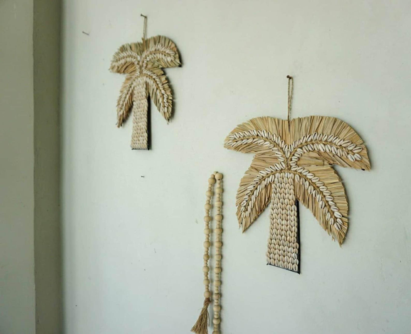 Cowrie shells wall palm tree wall hanging decor – Boho Living Room
