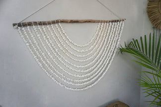 Large White shell boho hanging decor – Boho Living Room
