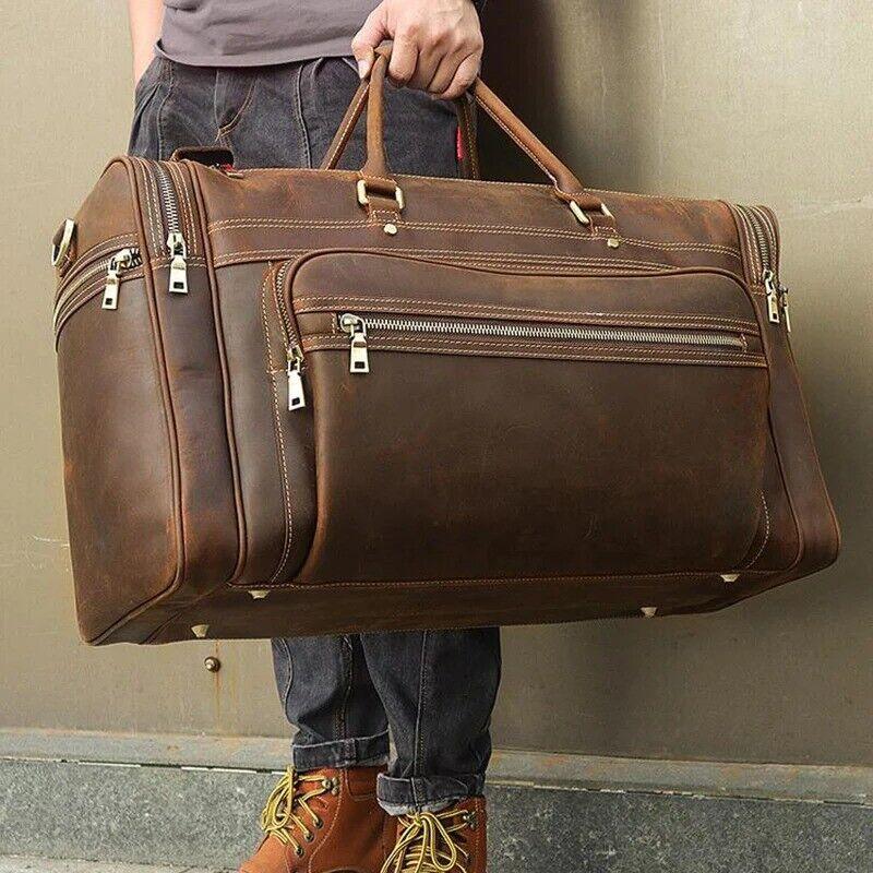 Extra Large Genuine Leather Travel Bag Weekender – Boho Living Room