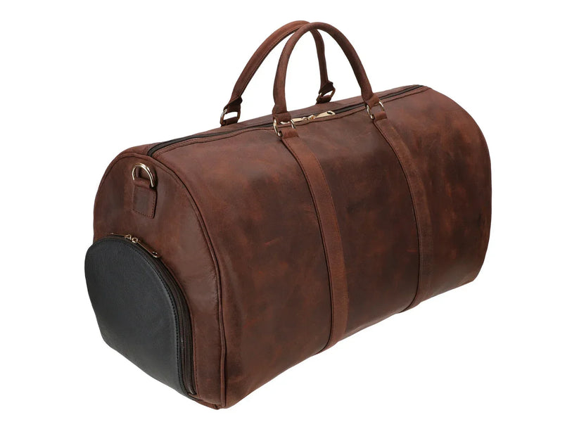 Leather weekender bag with shoe compartment – Boho Living Room