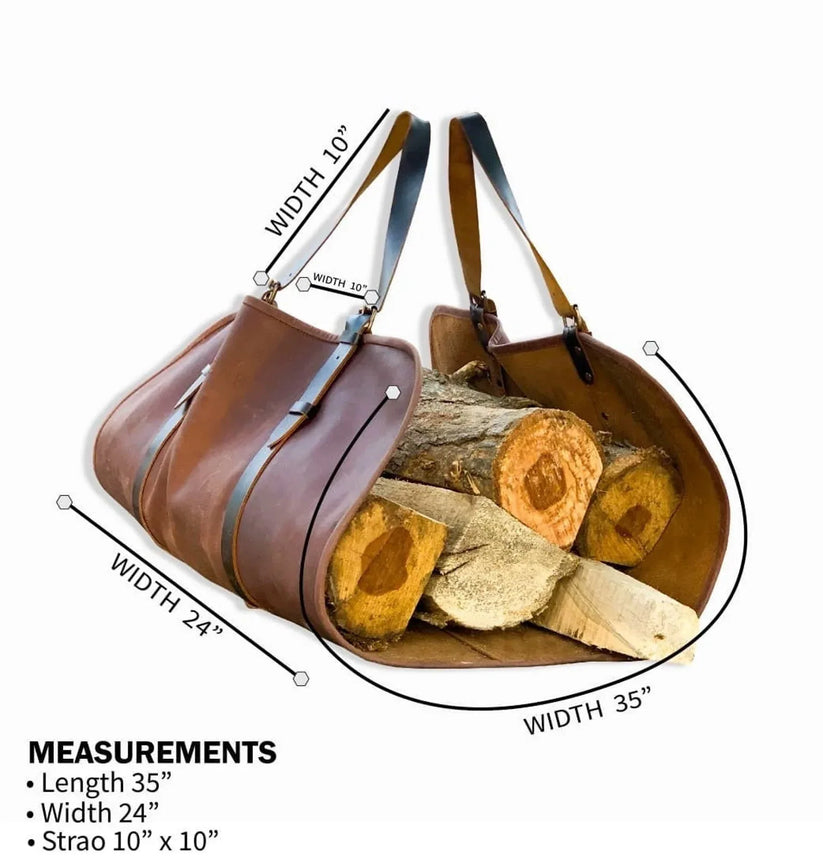 Genuine Leather firewood log carrier – Boho Living Room
