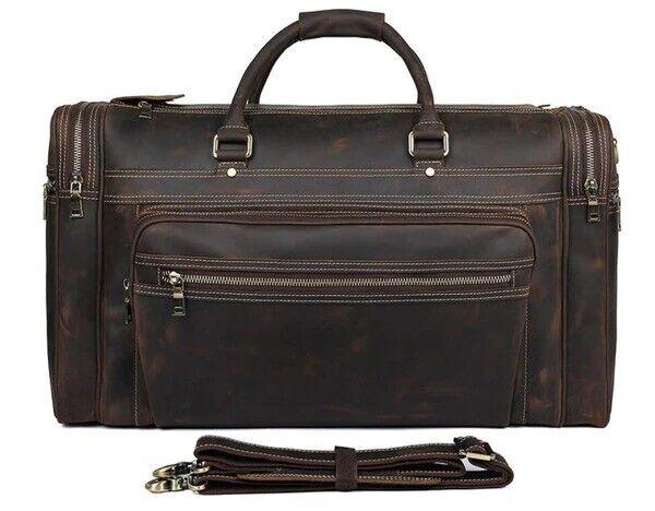 Extra Large Genuine Leather Travel Bag Weekender – Boho Living Room