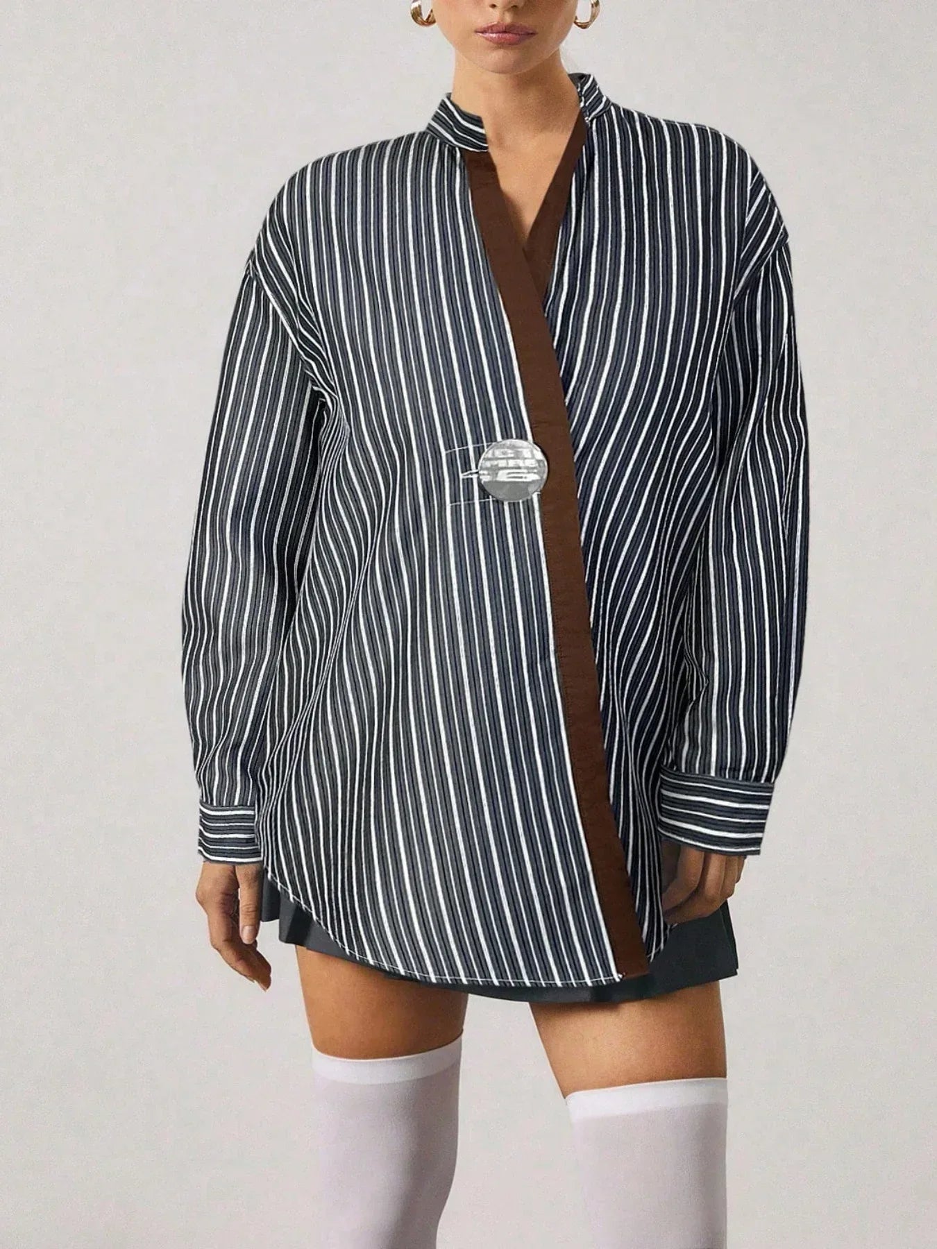 Classic Striped Drop Shoulder Shirts For Ladies – Boho Living Room