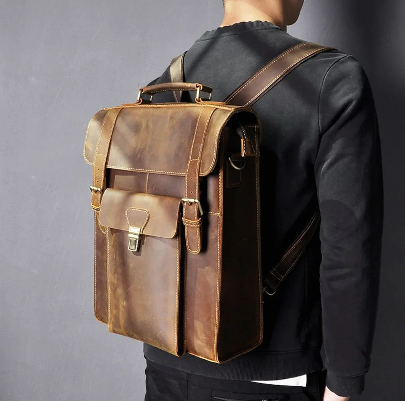 Real Leather Office Laptop Travel Backpack – Boho Living Room