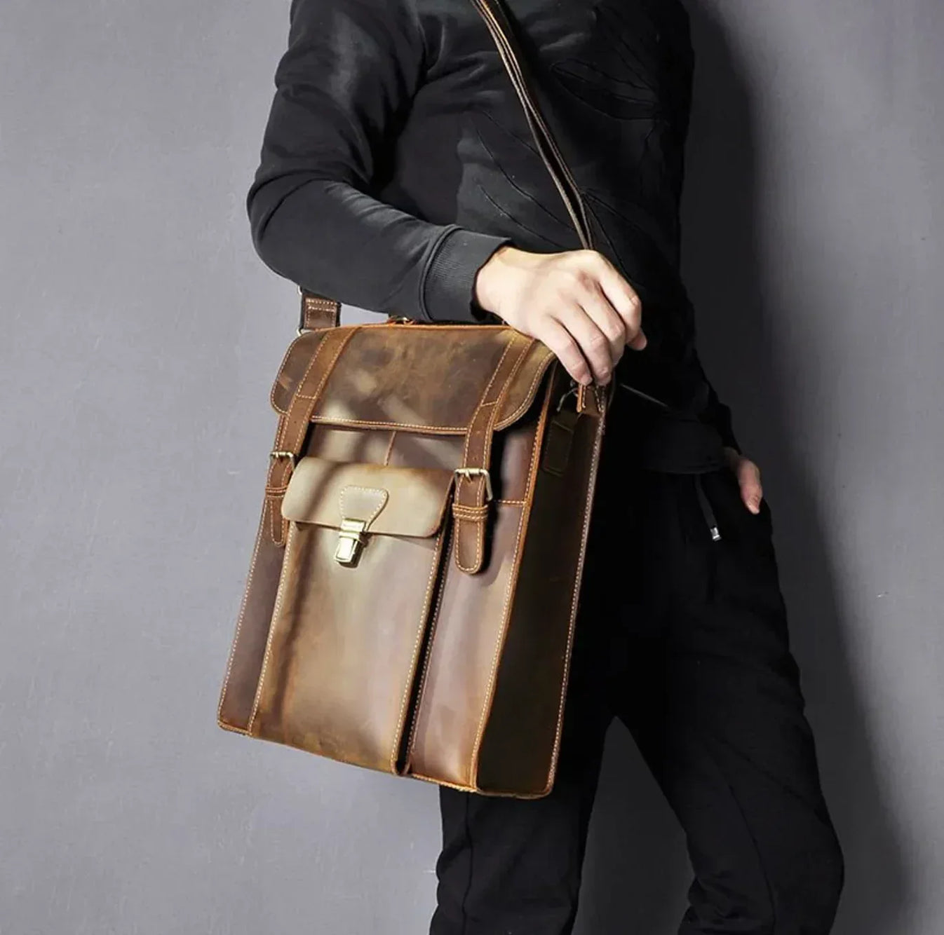 Real Leather Office Laptop Travel Backpack – Boho Living Room