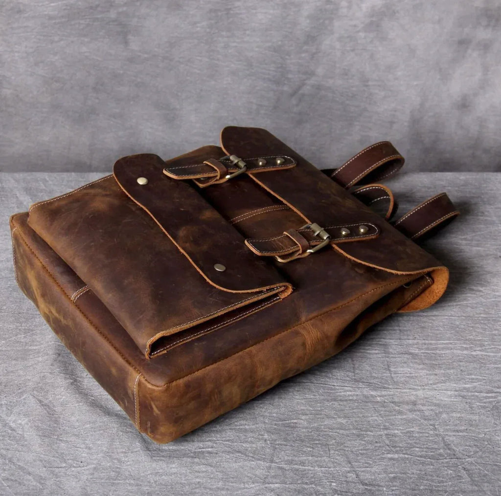 Genuine Leather Retro Backpack Bag – Boho Living Room