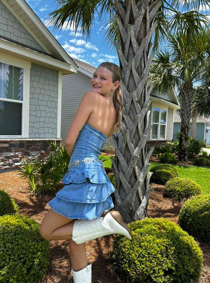 Mini short denim dress open back – Boho Living Room