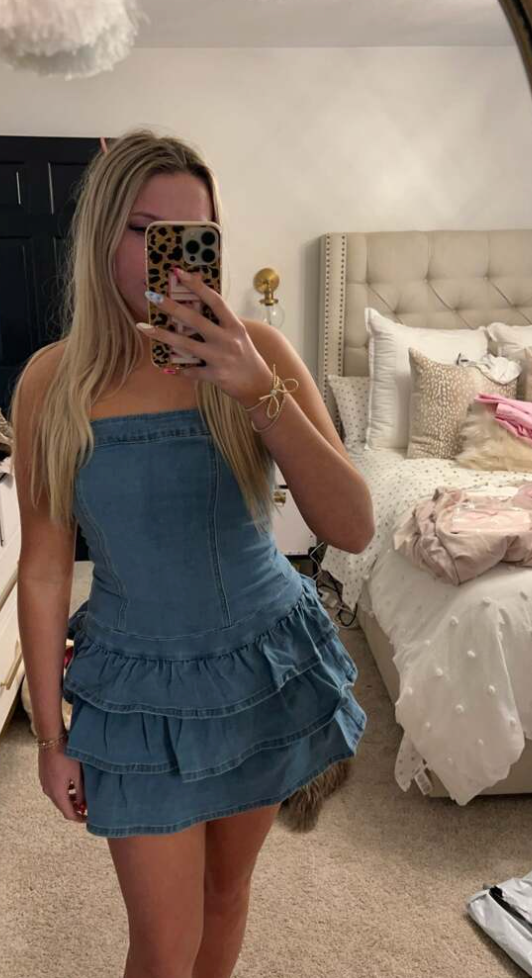 Mini short denim dress open back – Boho Living Room