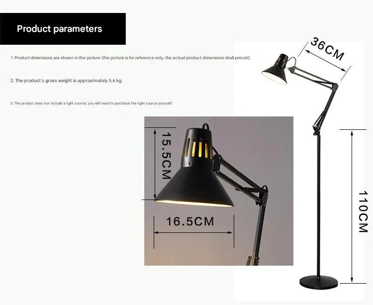 American adjustable iron floor work lamp – Boho Living Room