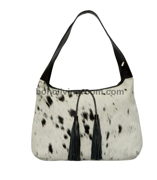 Natural Real Cowhide Shoulder Purse Spotted – Boho Living Room
