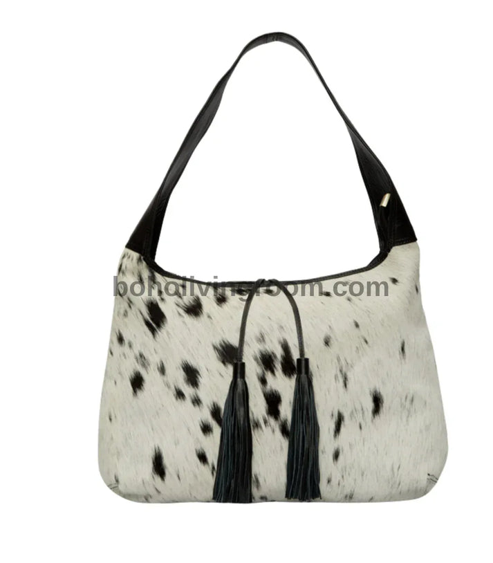 Natural Real Cowhide Shoulder Purse Spotted – Boho Living Room