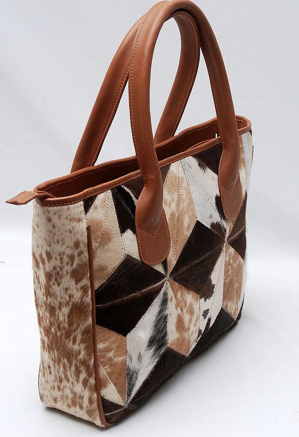 Large Cow Skin Patchwork Tote Purse – Boho Living Room