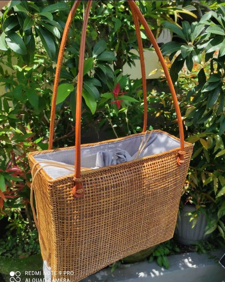 Rattan Tote Bag With Handle – Boho Living Room