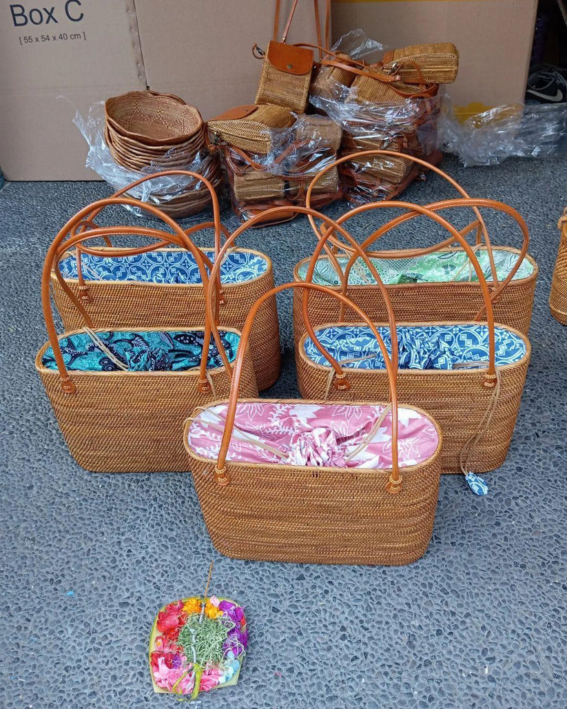 Woven Rattan Tote Bag for Summer – Boho Living Room