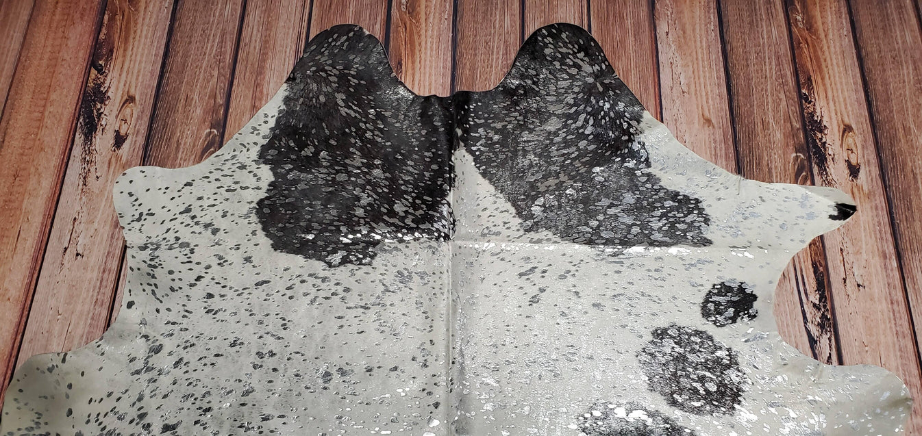 Metallic Cowhide Rug Silver Genuine – Boho Living Room