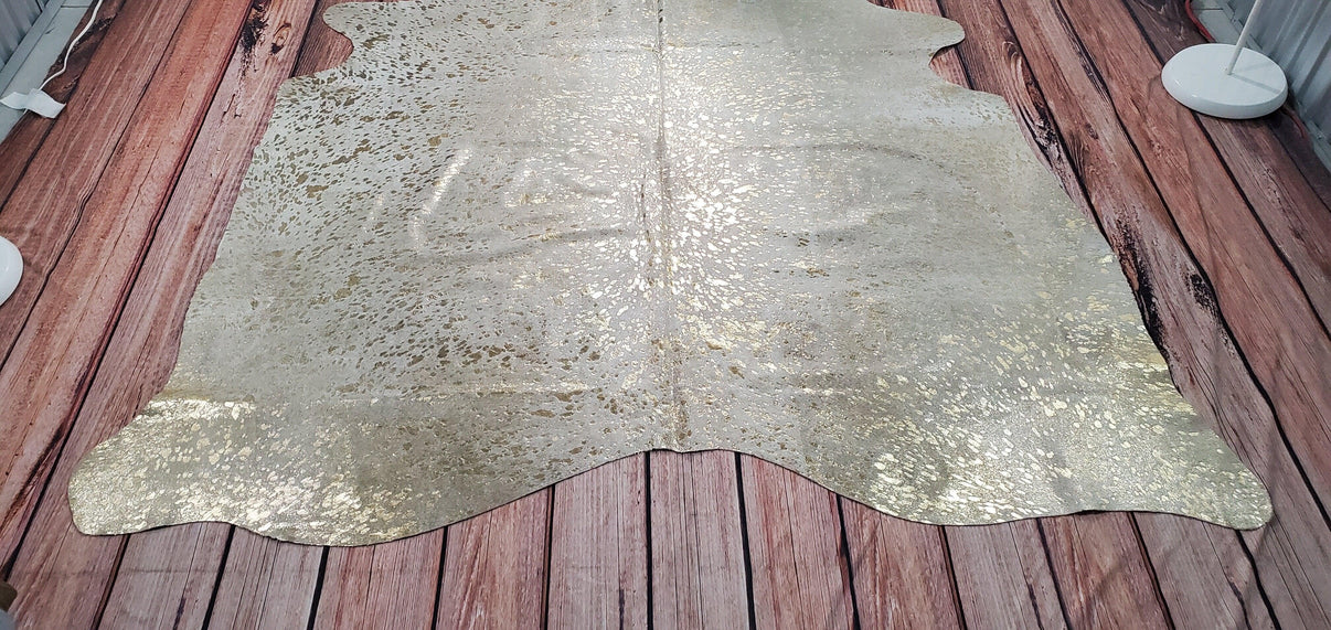 Metallic Gold Cowhide Rug – Boho Living Room