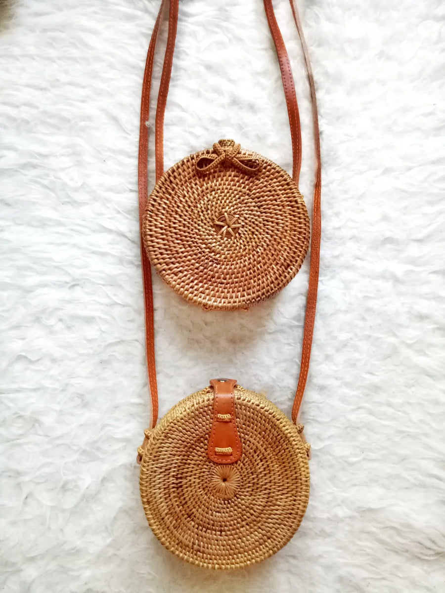 Round Rattan Bag Mini Flores Round Bag – Boho Living Room