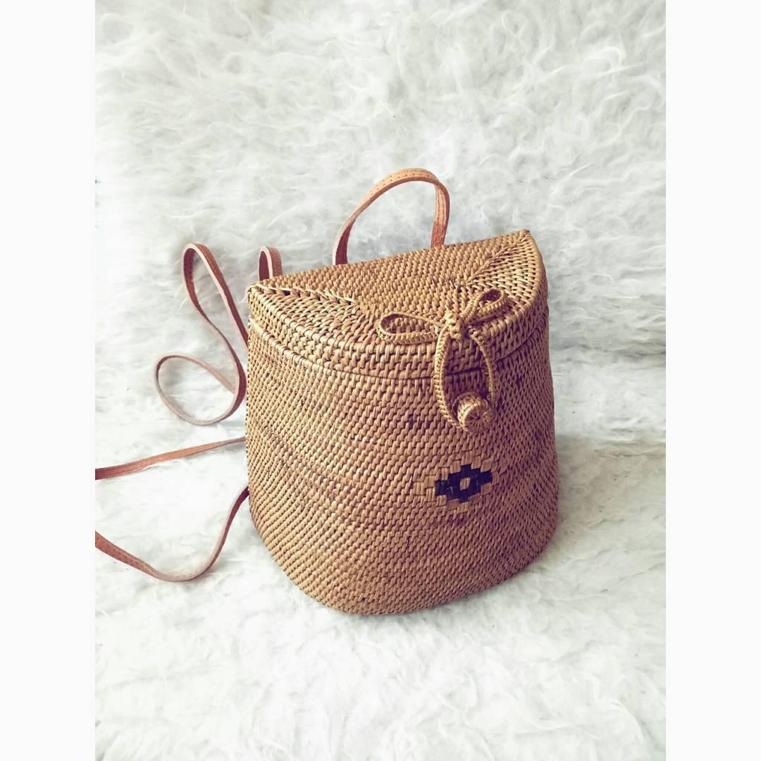 Rattan Backpack Handmade – Boho Living Room