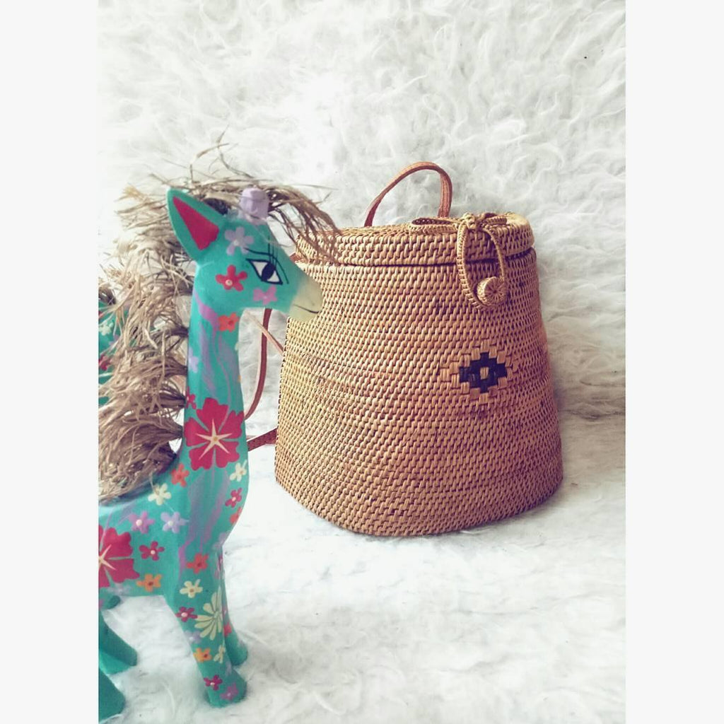 Rattan Backpack Handmade – Boho Living Room
