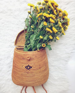 Rattan Backpack Handmade – Boho Living Room