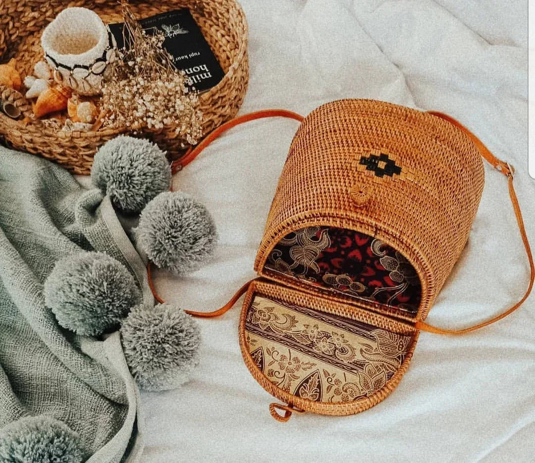 Rattan Backpack Handmade – Boho Living Room